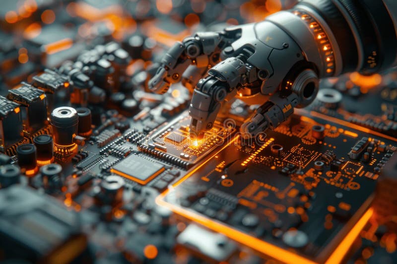 Close Up of Computer Motherboard Under Microscope Stock Photo - Image ...