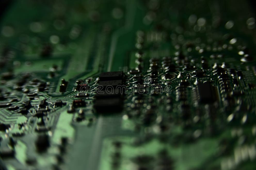 Close-up of a Computer Motherboard with Visible Circuitry and ...