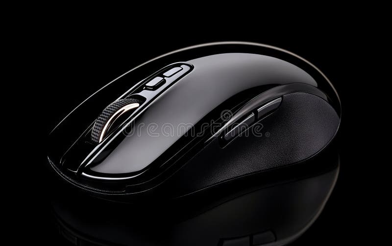 A Close Up of a Computer Mouse on a Black Surface Stock Image - Image ...