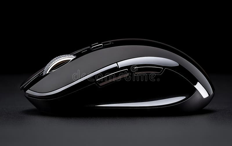 A Close Up of a Computer Mouse on a Black Surface Stock Image - Image ...