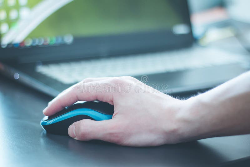 Computer Input Concept: Computer Mouse and Male Hand Stock Image ...