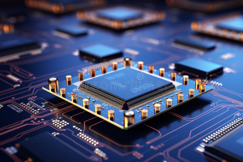 Close-up of a Computer Processor Chip on a Circuit Board Stock Photo ...