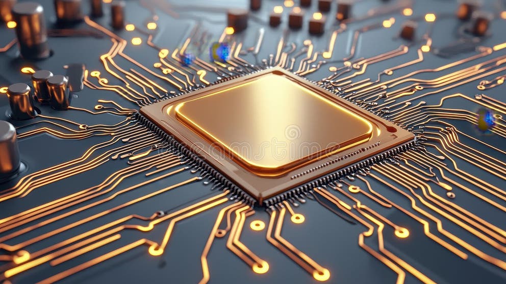 Close-up of a Computer Processor on a Circuit Board Background Stock ...
