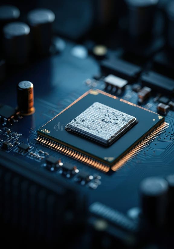 Close-up of a Computer Processor on a Circuit Board Stock Photo - Image ...