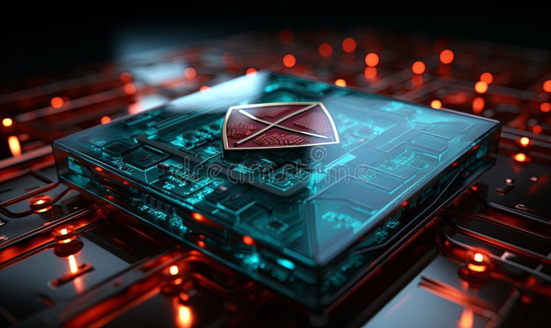 Computer Processor with Red and Blue Logo Stock Photo - Image of ...