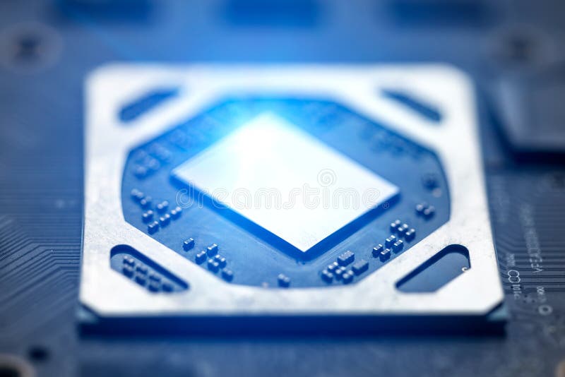Close-up of a Computer Processor Illuminated by a Bright Light Stock ...