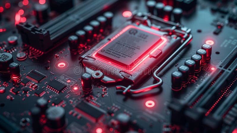 A Close Up of a Computer Processor on a Motherboard Stock Illustration ...