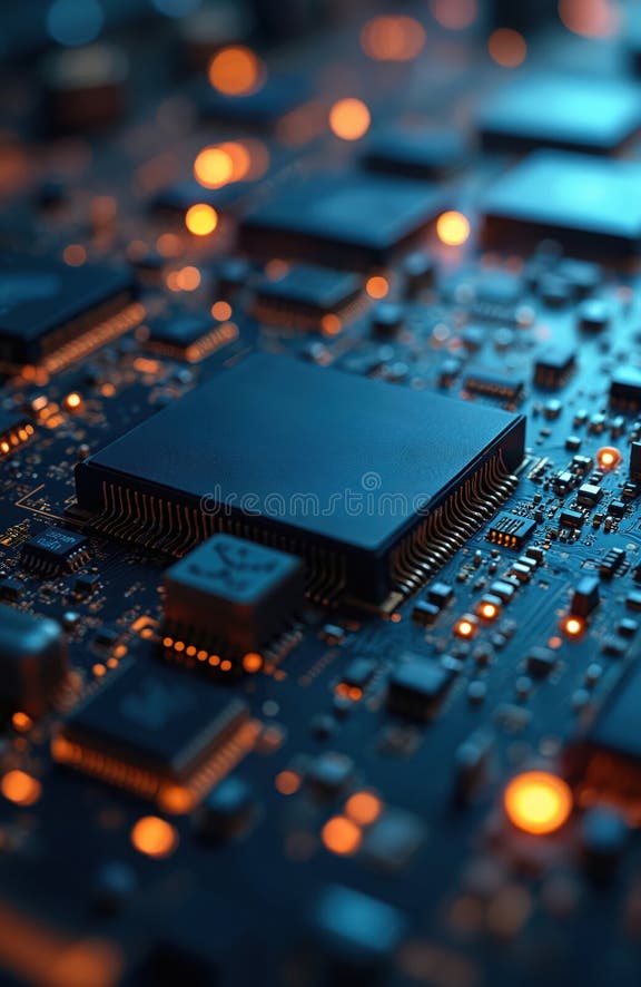 Close-up of Computer Processor. Motherboard with Microchips, Circuit ...