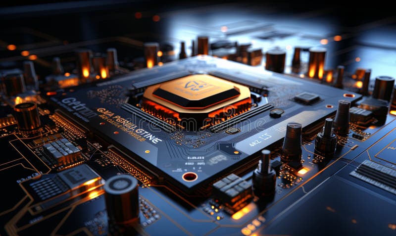 Close-Up of Computer Processor on Table Stock Photo - Image of ...