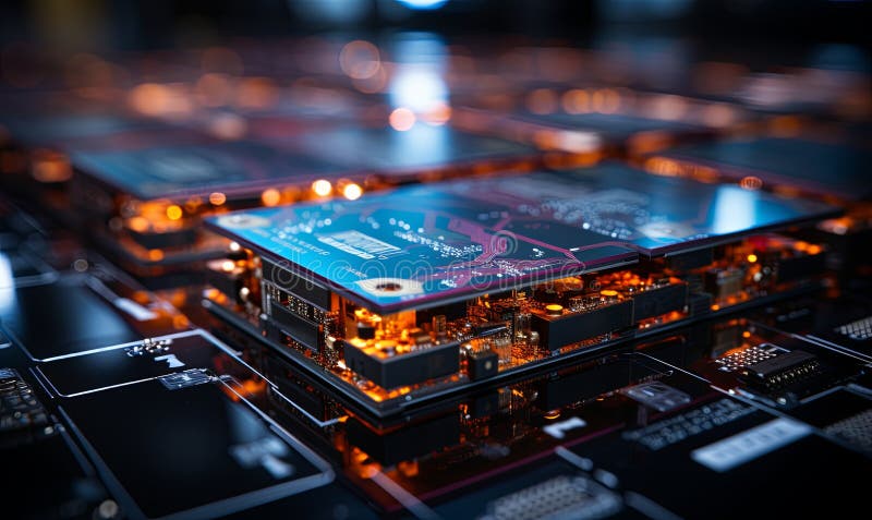 Close Up of Computer Processor on Table Stock Photo - Image of ...