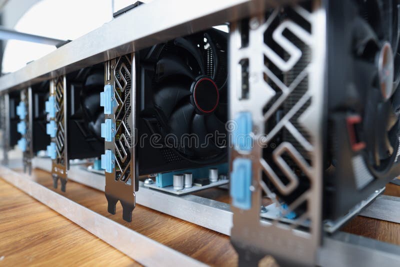 Computer Processors with Metal Frame Standing in Line Stock Image ...