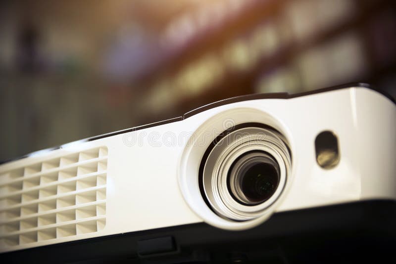 Close-up Computer Projector on Table Boardroom or Meeting Room ...