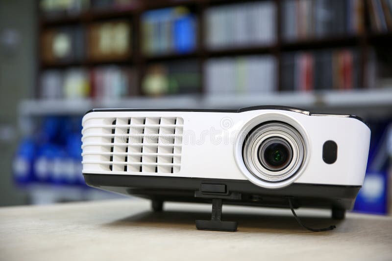 Close-up Computer Projector on Table Boardroom or Meeting Room ...