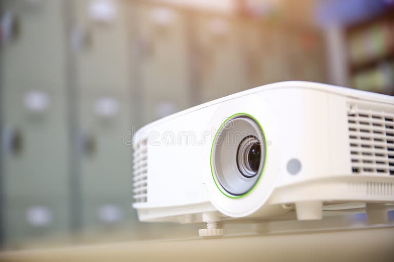 Close-up Computer Projector on Table Boardroom or Meeting Room ...