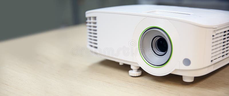 Close-up Computer Projector on Table Boardroom or Meeting Room ...