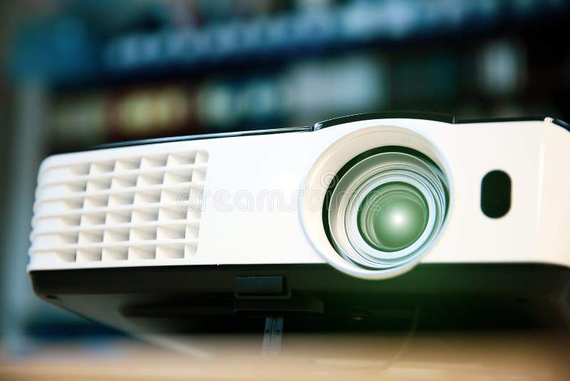 Close-up Computer Projector on Table Boardroom or Meeting Room ...