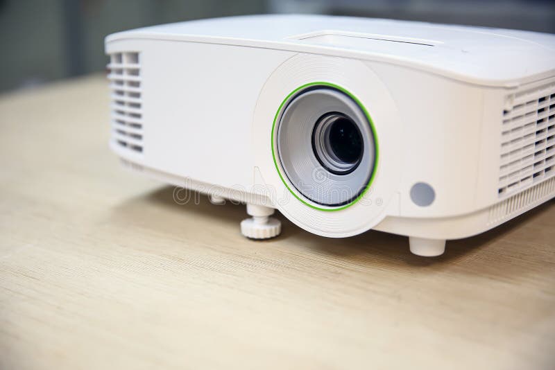 Close-up Computer Projector on Table Boardroom or Meeting Room ...