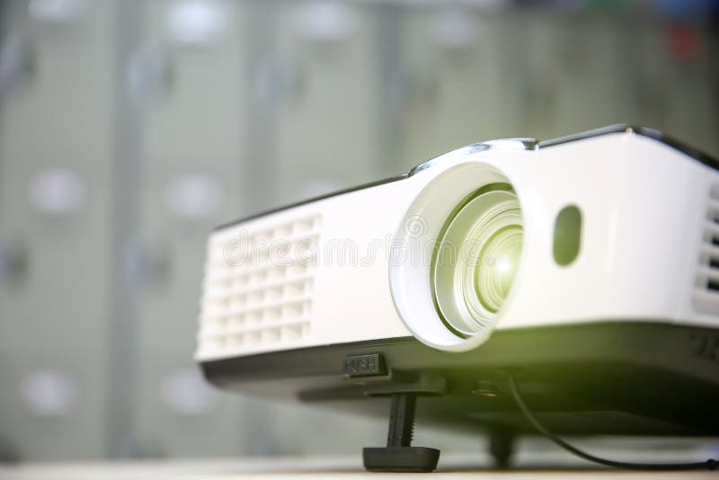 Close-up Computer Projector on Table Boardroom or Meeting Room ...