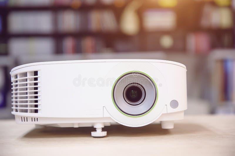 Close-up Computer Projector on Table Boardroom or Meeting Room ...