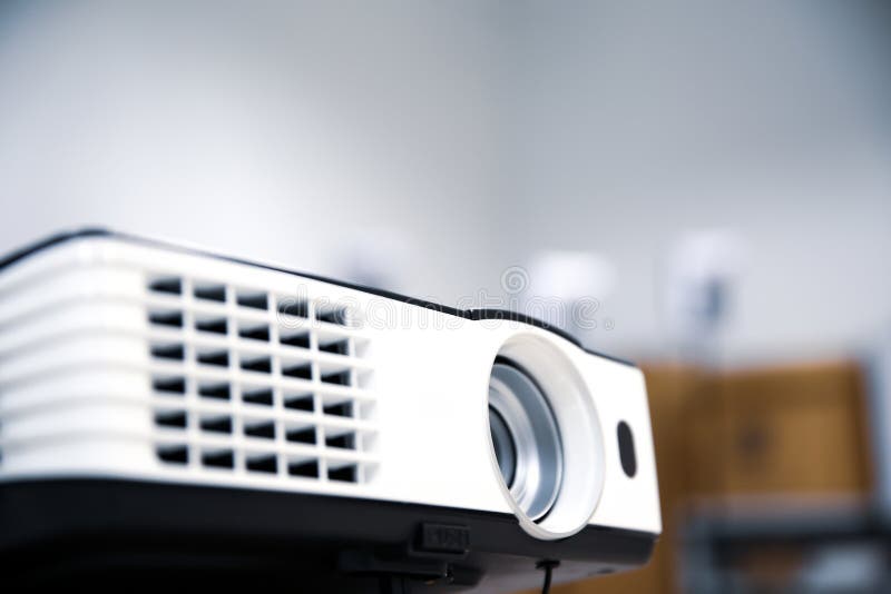 Close-up Computer Projector on Table Boardroom or Meeting Room ...