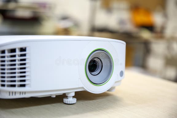Close-up Computer Projector on Table Boardroom or Meeting Room ...