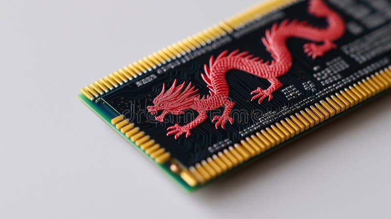 RAM Module with Red Chinese Dragon Design Stock Photo - Image of ...