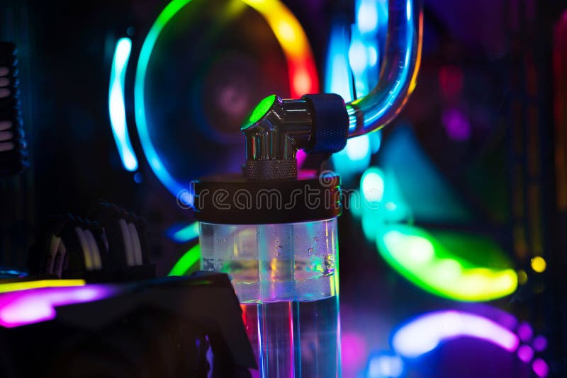 Close Up of Computer RGB Gaming, Illuminated by Colored LED Stock Photo ...