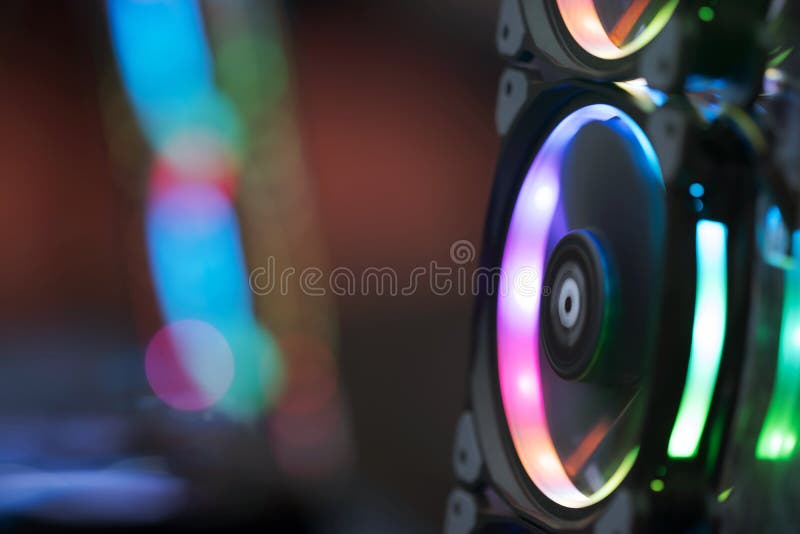 Close Up of Computer RGB Gaming, Illuminated by Colored LED Stock Photo ...