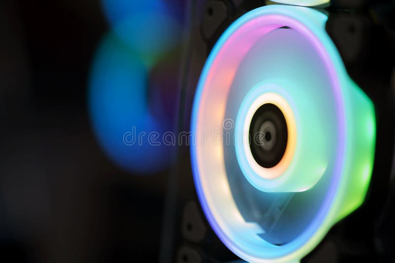 Close Up of Computer RGB Gaming, Illuminated by Colored LED Stock Photo ...