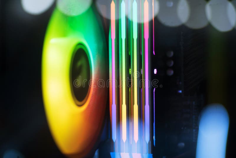 Close Up of Computer RGB Gaming , Illuminated by Colored LED Stock ...