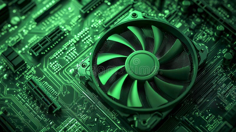 A Close-up of the Computer S Motherboard with a CPU Cooler Installed ...