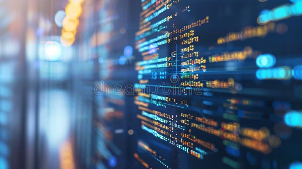 Close-up of Computer Screen with Complex AI Code, Machine Learning, Software Development, Data ...