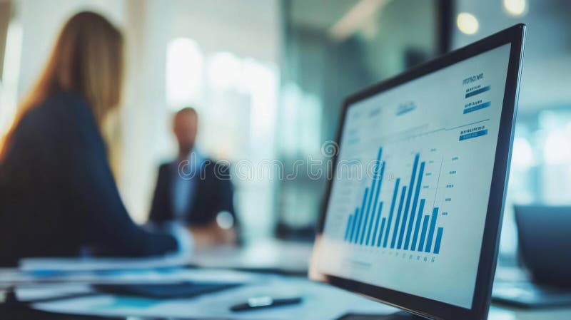 Close-up of a Computer Screen Displaying a Bar Graph with Blurred ...