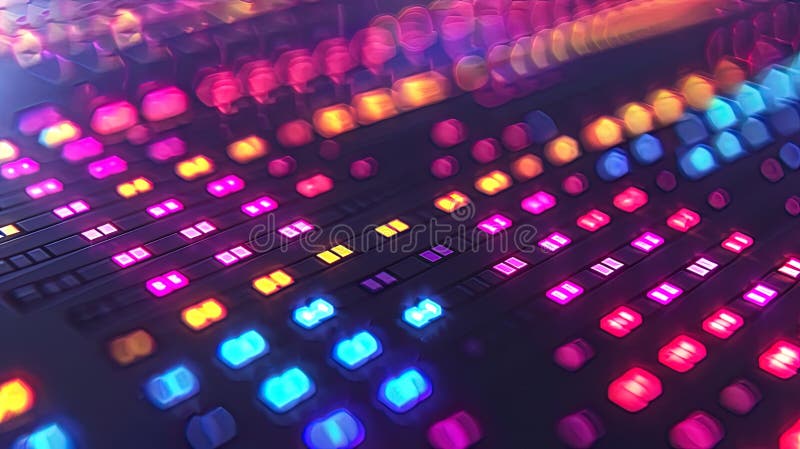 Close-up of a Computer Screen with Neon-lit Video Editing Software ...