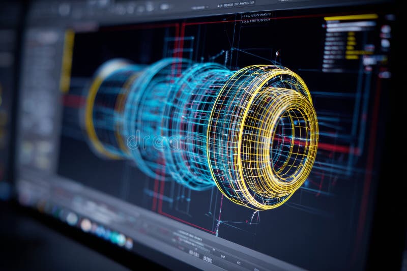 Close-up of a Computer Screen Showcasing Advanced 3D Modeling Software ...