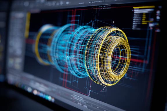 Close-up of a Computer Screen Showcasing Advanced 3D Modeling Software ...
