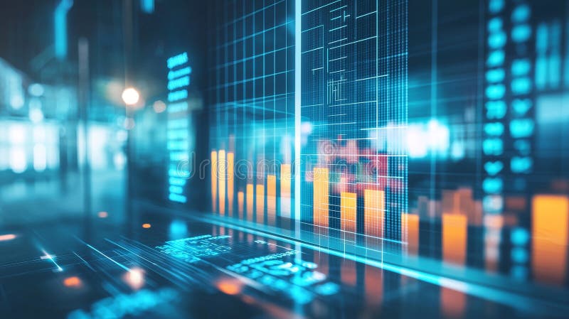 Close-up of a Computer Screen Showing a Colorful Bar Graph. Stock Photo ...