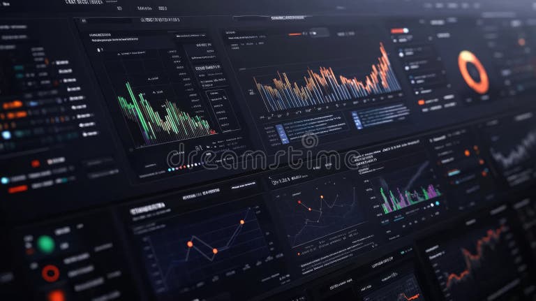 A Close-up of a Computer Screen Showing Data Visualizations, Charts, and Graphs Stock Photo ...