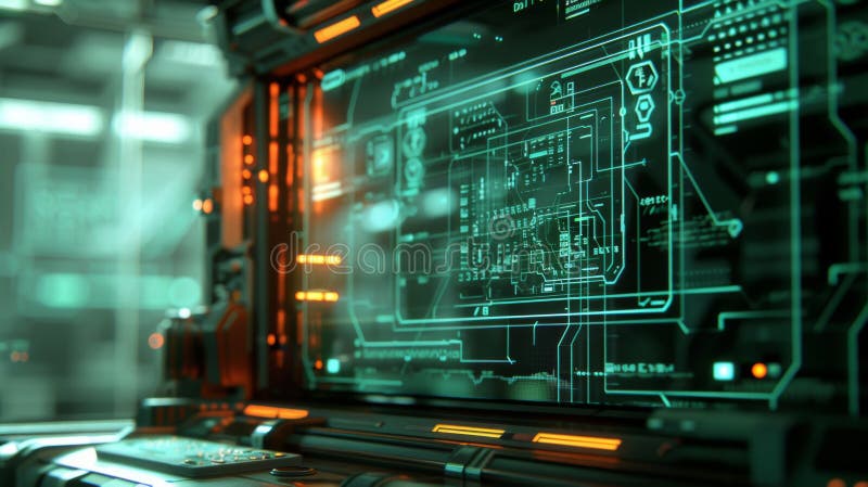 A Close Up of a Computer Screen with Some Green Lines on it, AI Stock ...