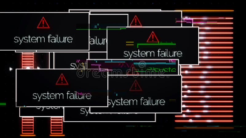 Close Up for Computer System Crash and Signal Glitch on Black ...