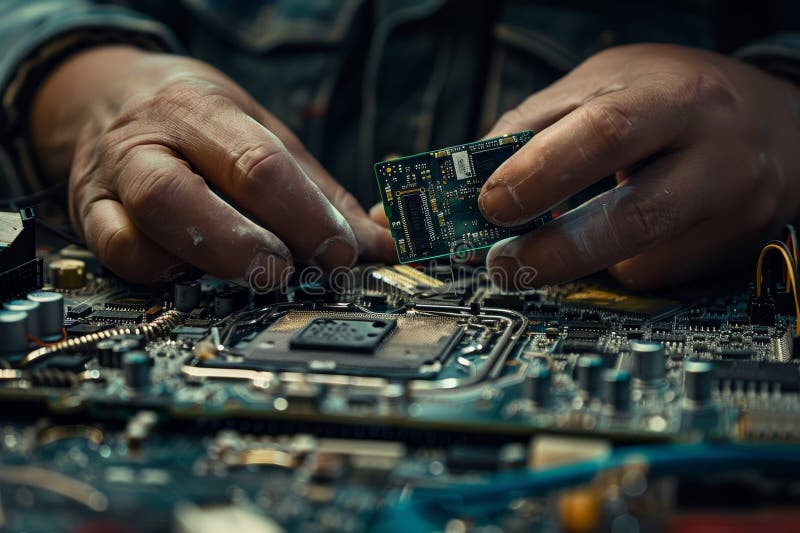 A Close-up of a Computer Technician S Hands Delicately Replacing ...