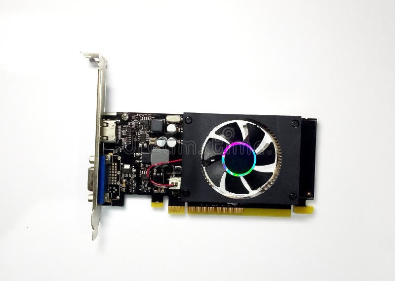 Close-up of a Computer Video Card on a White Background. Stock Image ...