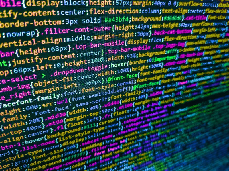 Close Up Of Computer Web Page Code Inside Of Html File Big Data Concepts Working In Cyberspace