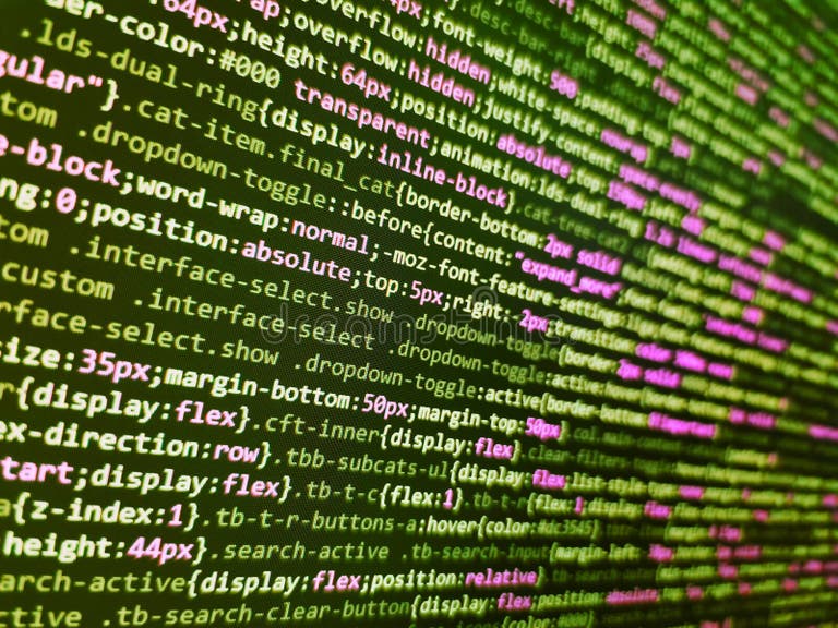 Close Up of Computer Web Page Code Inside of Html File. Closeup of Web ...