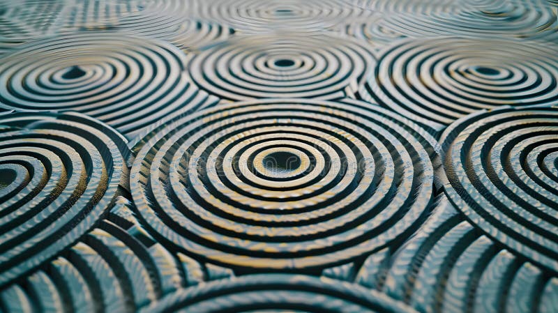 A Close-up of Concentric Circular Patterns on a Textured Surface. Stock ...