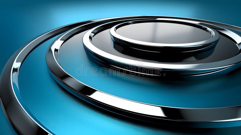 A Close-up of Concentric Metallic Rings on a Blue Background, Creating ...