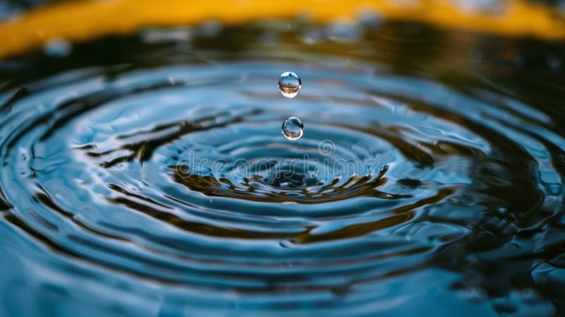 Close-up of Concentric Water Ripples Distortion of Reflection in a Drop ...