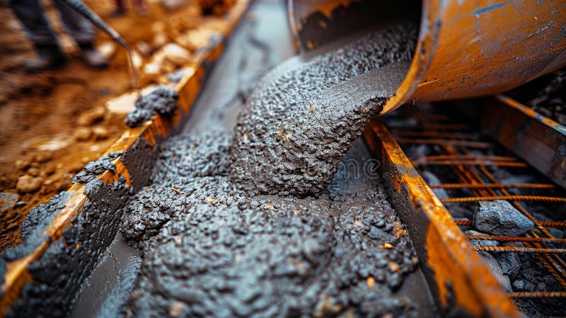 Detailed View of Concrete Pouring Process on Construction Site. AI ...