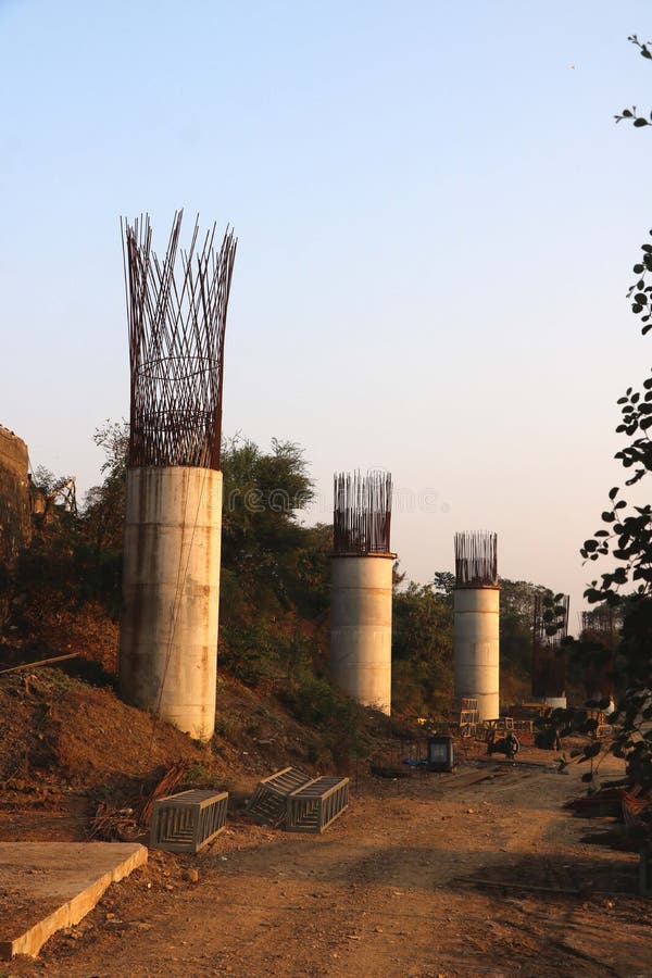 Close Up of Concrete Bridges Construction Group - Image Stock Photo ...