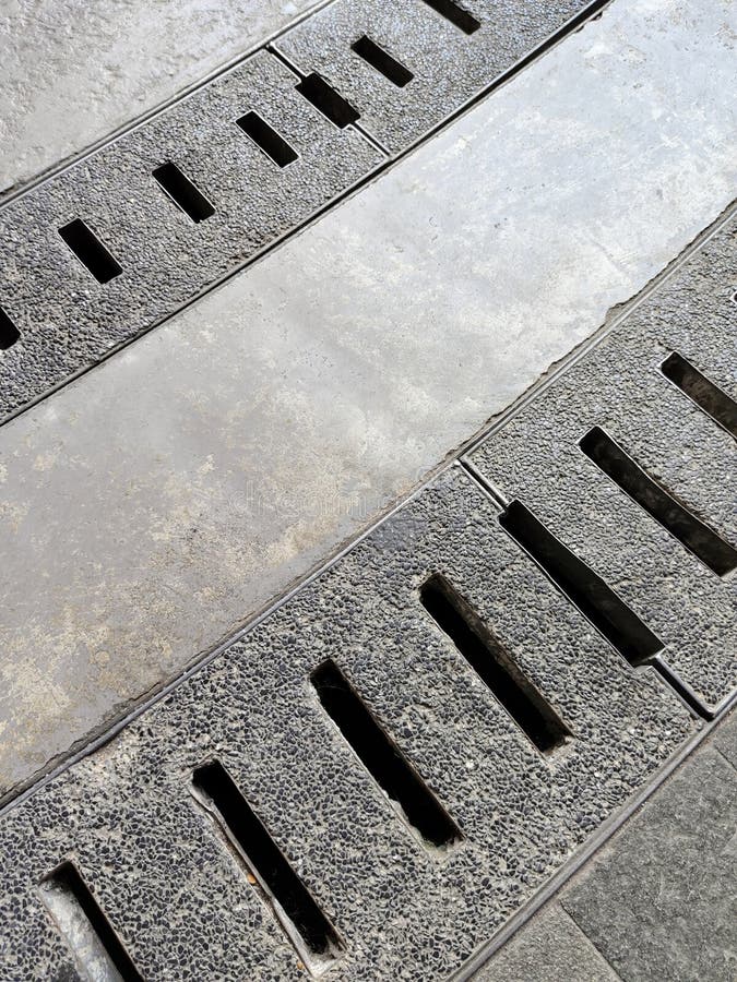 Close-Up of Concrete Drain Cover Design Stock Image - Image of concrete ...